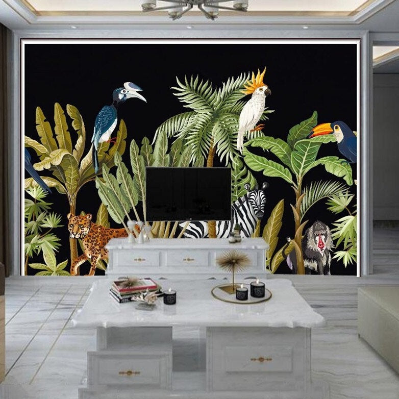 Custom Mural Wallpaper Jungle Rain Forest Animals | BVM Home