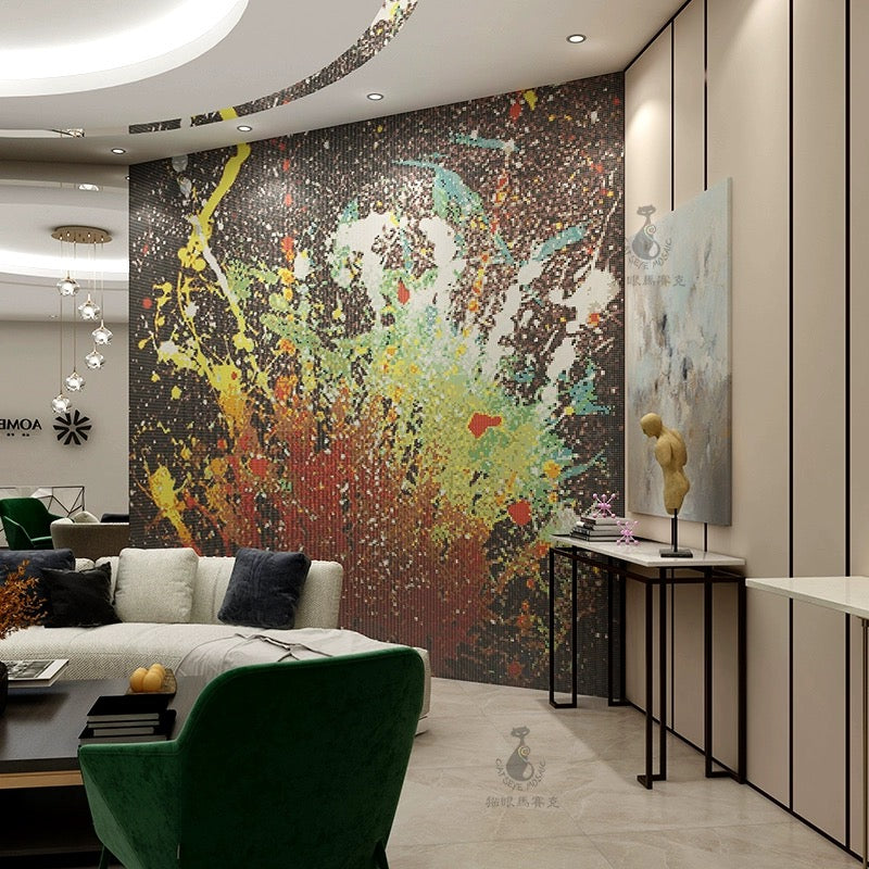 Custom Glass Mosaic Mural Modern Art Color Splash | BVM Home