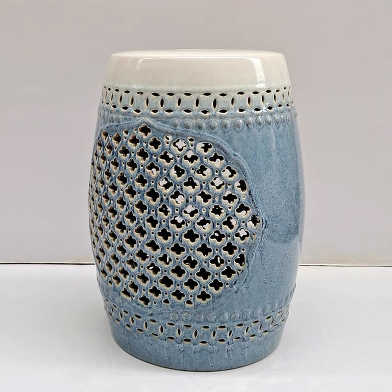 Chinese Style Retro Blue and White Porcelain Drum Stool | BVM Home