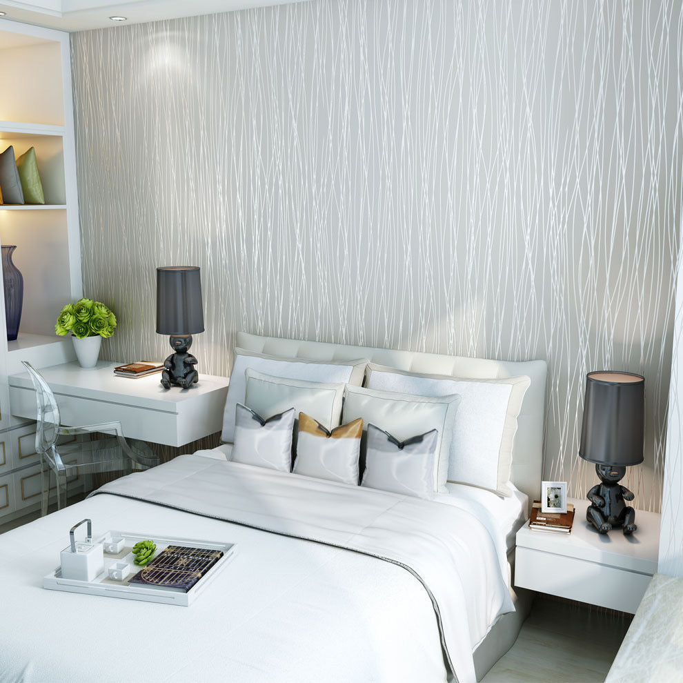 Modern Solid Color Vertical Striped Wallpaper Wallcovering | BVM Home