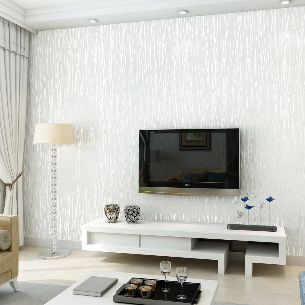Modern Solid Color Vertical Striped Wallpaper Wallcovering | BVM Home