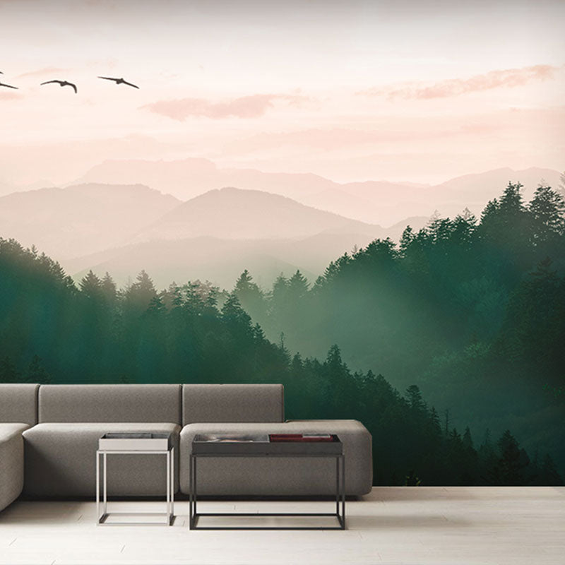 Custom Size Wallpaper Mural Foggy Green Mountain Landscape | BVM Home
