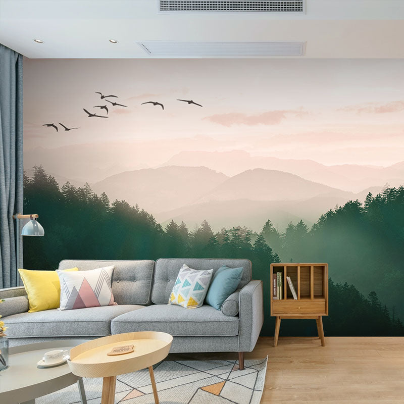 Custom Size Wallpaper Mural Foggy Green Mountain Landscape | BVM Home