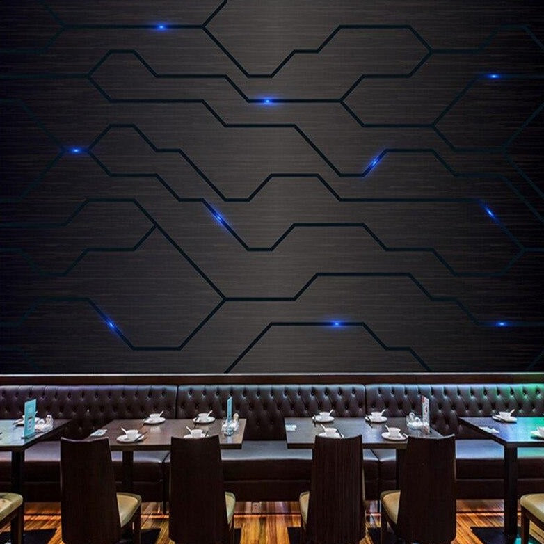Custom Wallpaper Modern Mural Black Metal Circuit Board | BVM Home