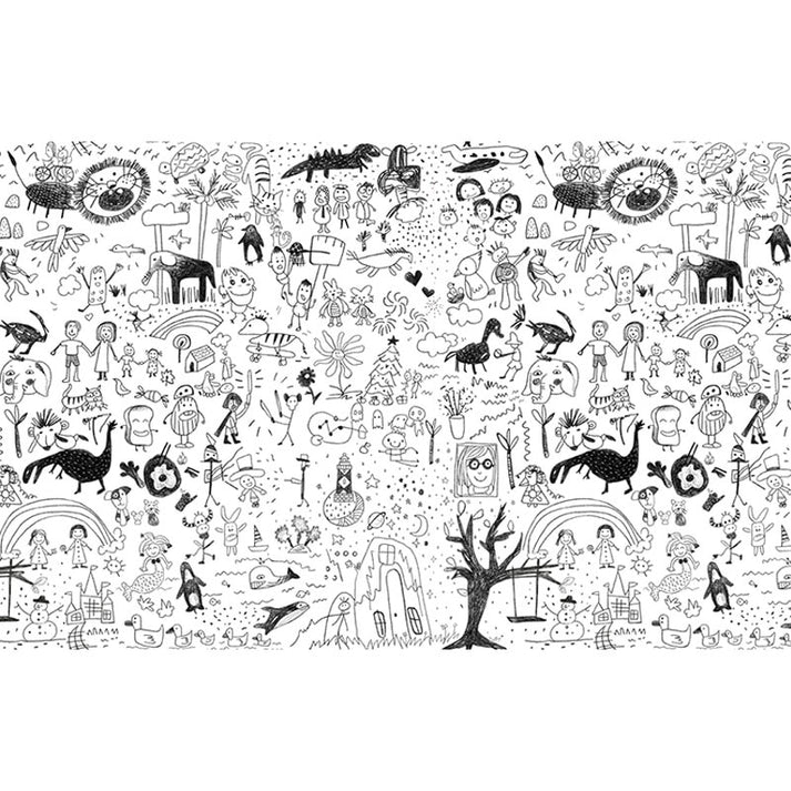Custom Wallpaper Mural Black and White Cartoon Graffiti | BVM Home