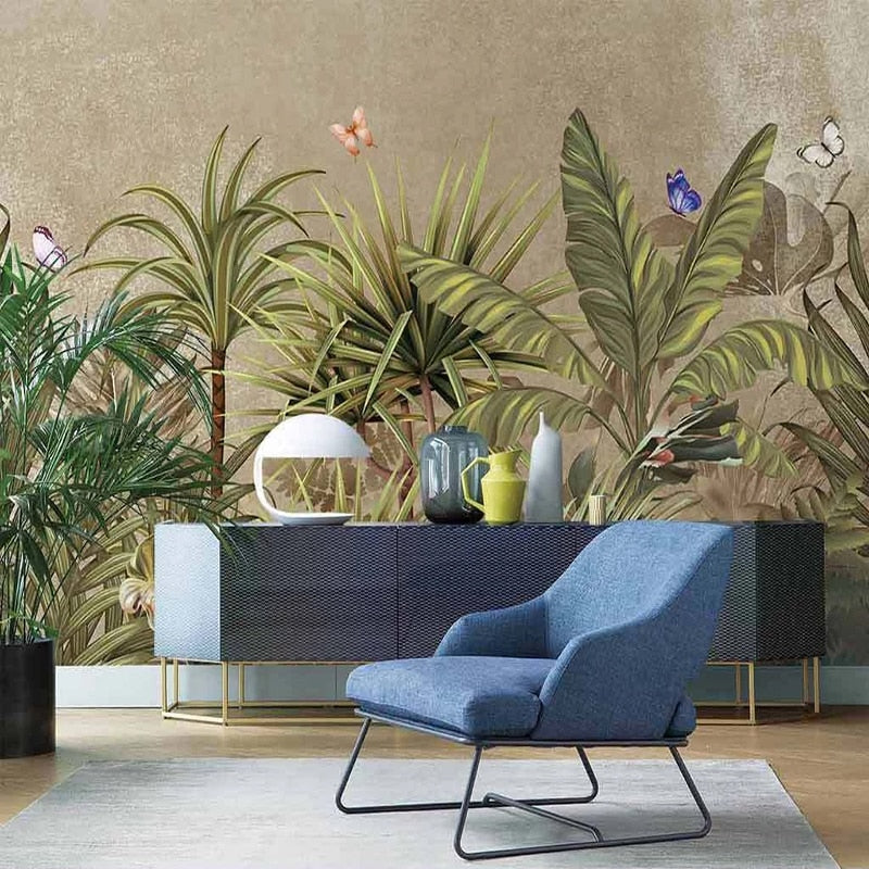 Custom Wallpaper Mural Vintage Rainforest Banana Palm Tree | BVM Home