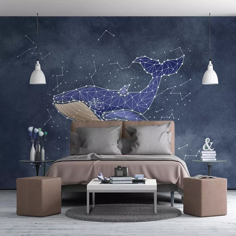 Custom Size Wallpaper Mural Watercolor Shark Constellation | BVM Home