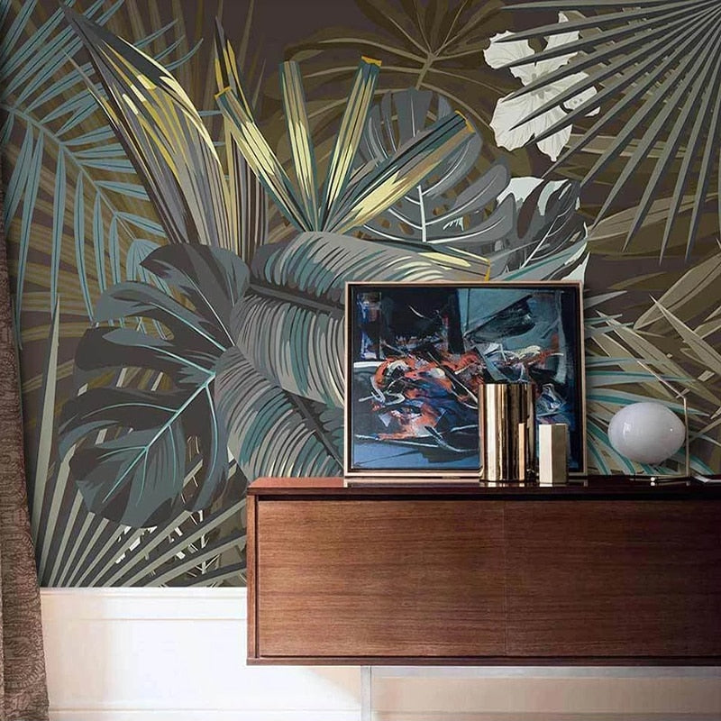 Custom Wallpaper Mural Vintage Style Banana Leaf Palm Leaf | BVM Home