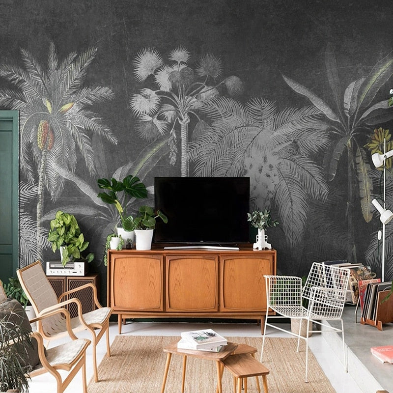 Custom Wallpaper Mural Nordic Style Tropical Plant Forest | BVM Home