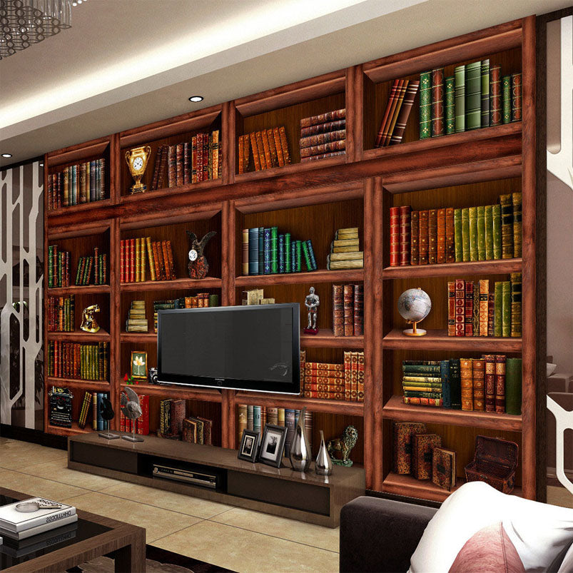 Bookshelf Bookcase Custom Wallpaper Mural | BVM Home