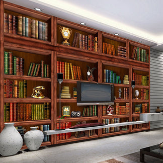 Bookshelf Bookcase Custom Wallpaper Mural | BVM Home
