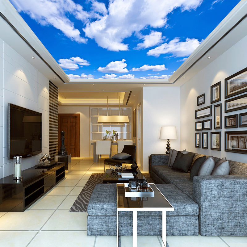 Custom Ceiling Mural Wallpaper 3D Blue Sky and White Clouds | BVM Home