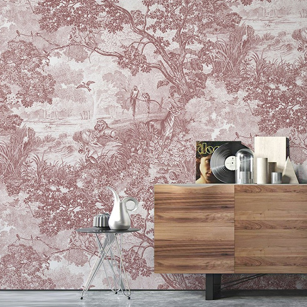 Custom Mural Wallpaper Nordic Jungle Lion Animal | BVM Home