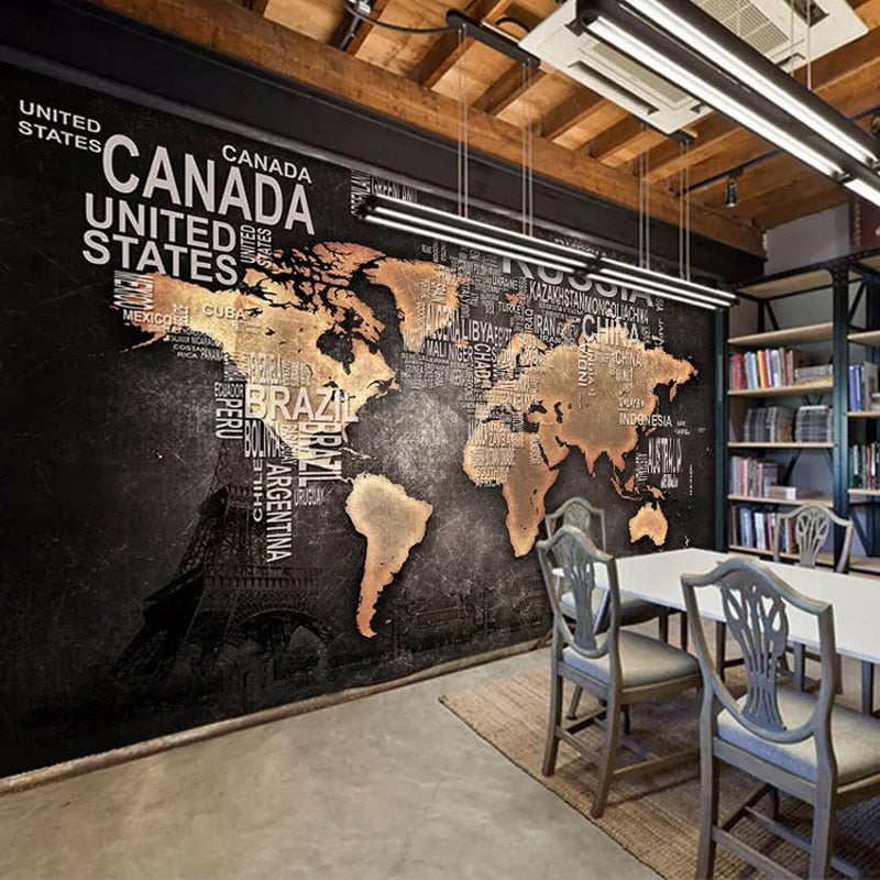 Custom Mural Wallpaper Vintage World Map Wallcovering | BVM Home