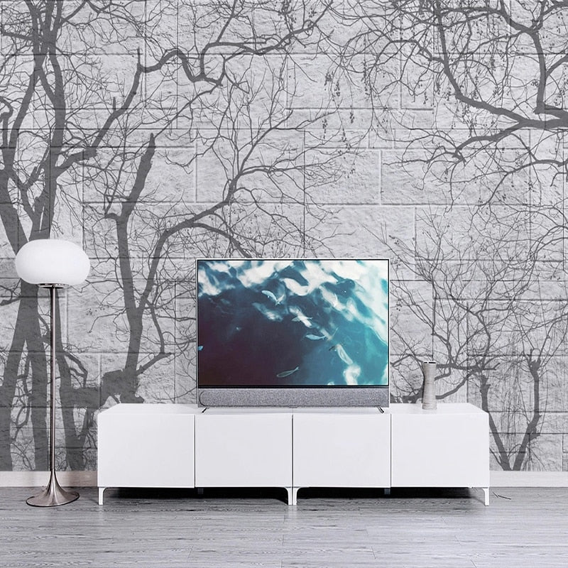 Custom Mural Wallpaper Brick Stone and Tree Background | BVM Home