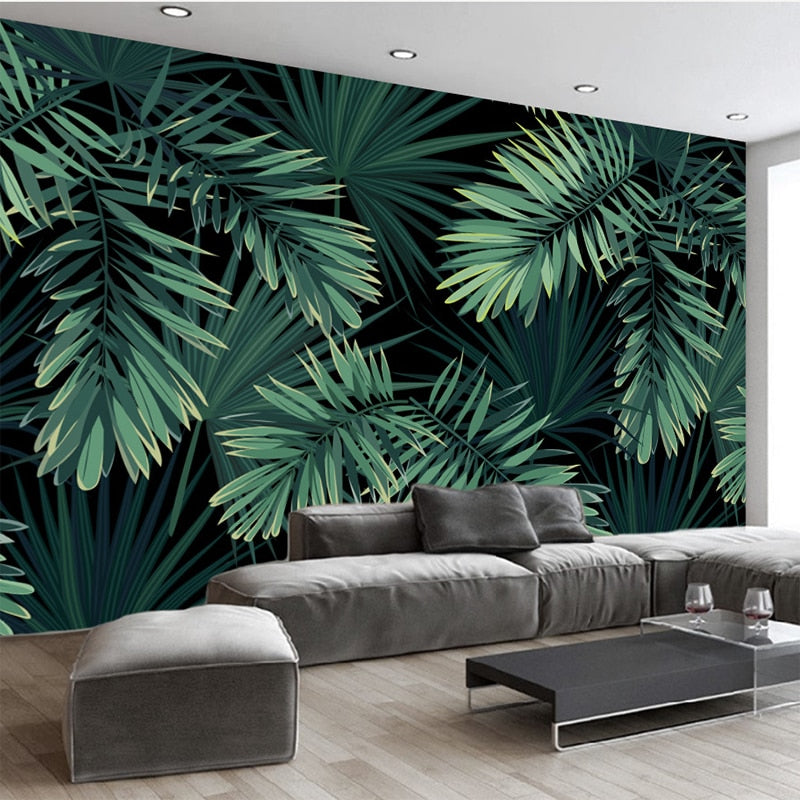 Custom Size Mural Wallpaper Rainforest Tropical Leaves Bvm Home