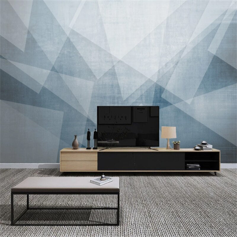 Custom Mural Wallpaper Minimalist Blue Geometric Graphic | BVM Home
