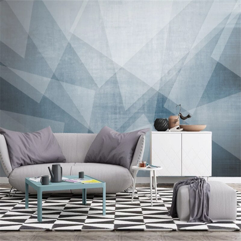 Custom Mural Wallpaper Minimalist Blue Geometric Graphic | BVM Home