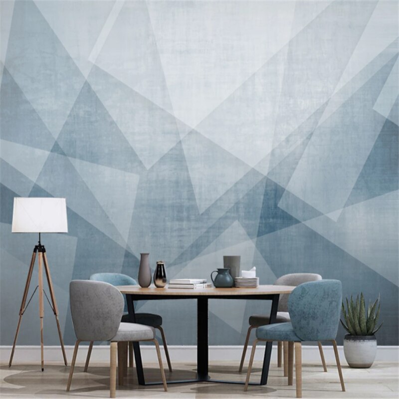 Custom Mural Wallpaper Minimalist Blue Geometric Graphic | BVM Home