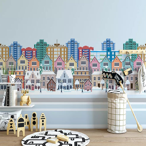 Custom Wallpaper Mural City Building for Nursery Kids' Room | BVM Home