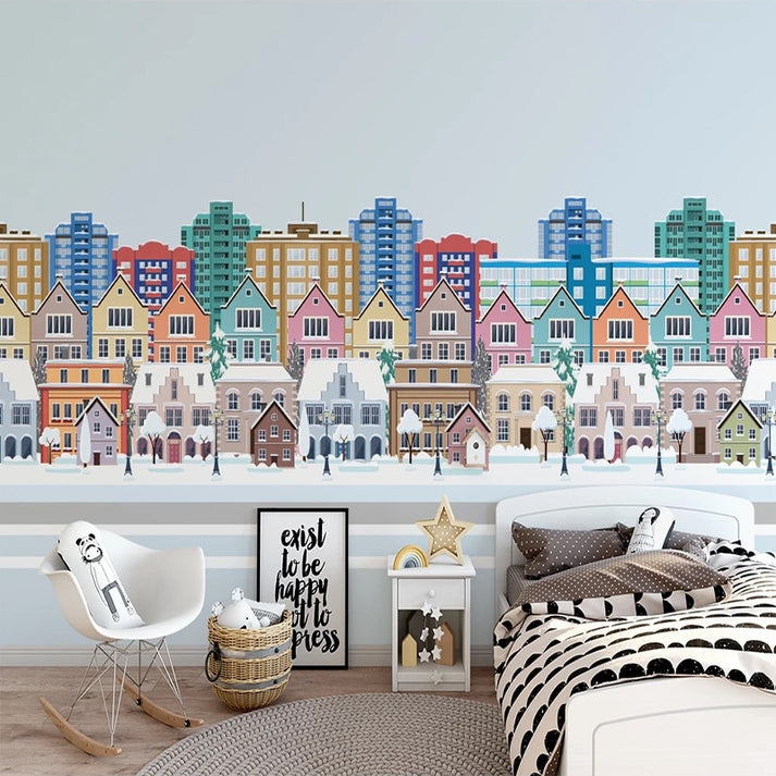 Custom Wallpaper Mural City Building for Nursery Kids' Room | BVM Home
