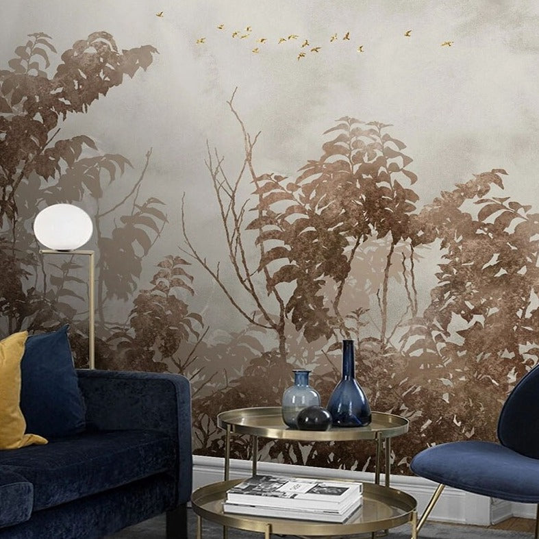 Custom Mural Wallpaper Nostalgic Forest Birds | BVM Home