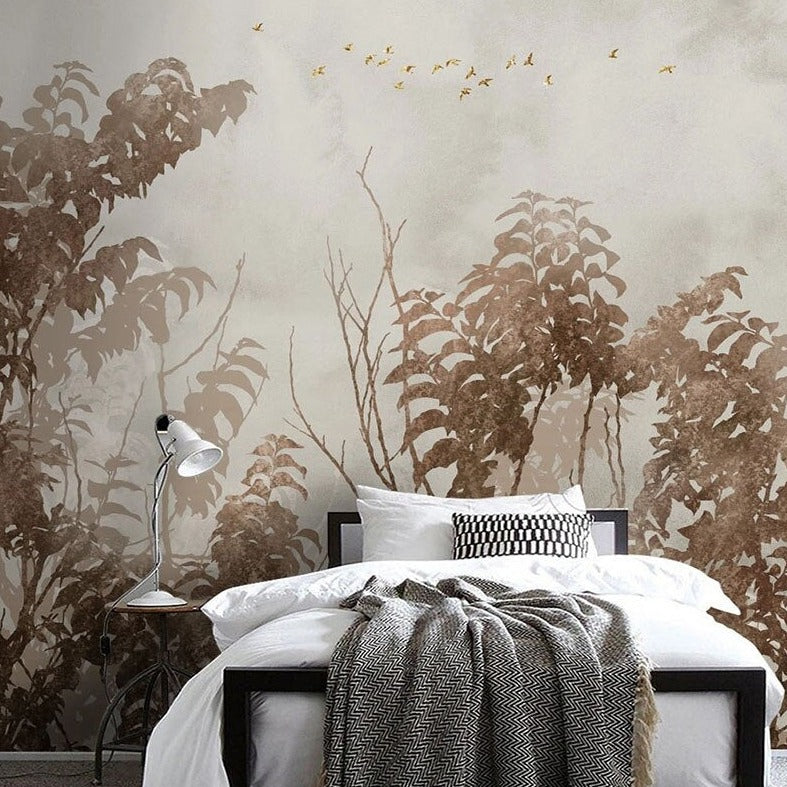Custom Mural Wallpaper Nostalgic Forest Birds | BVM Home