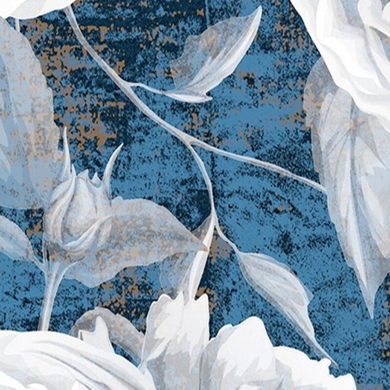 Custom Wallpaper Mural Retro Style Rose Flowers Blue | BVM Home