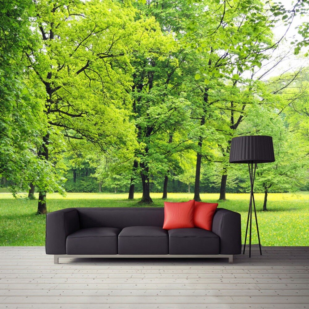 Custom Mural Wallpaper Green Forest Landscape | BVM Home