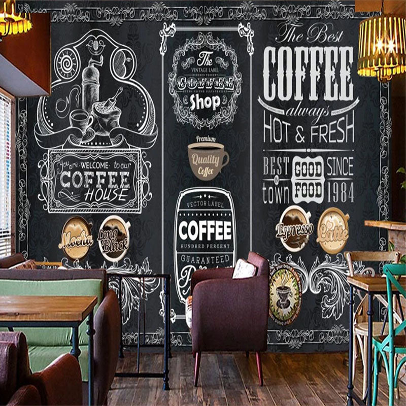 Custom Wallpaper Mural Retro Chalkboard Cafe Background | BVM Home