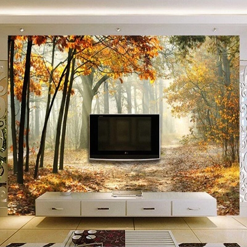 Custom Wallpaper Mural Trail in the Autumn Woods Forest | BVM Home