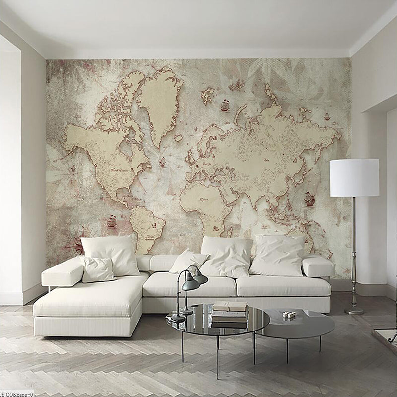 Custom Size Wallpaper Mural Retro Nordic Style World Map | BVM Home