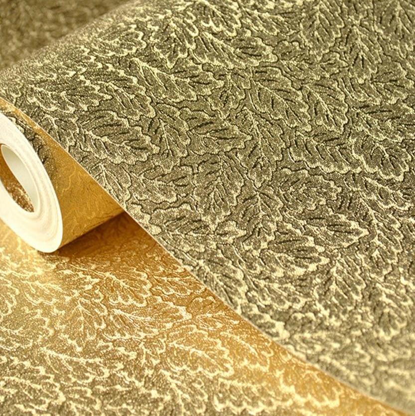 Luxury Glitter Silver Gold Foil Wallpaper Leaves Pattern | BVM Home