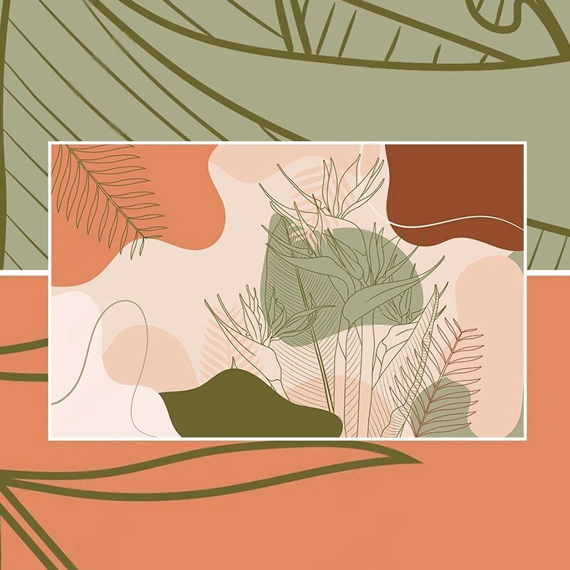 Custom Mural Line Drawing Plant Bird Abstract Wallpaper | BVM Home