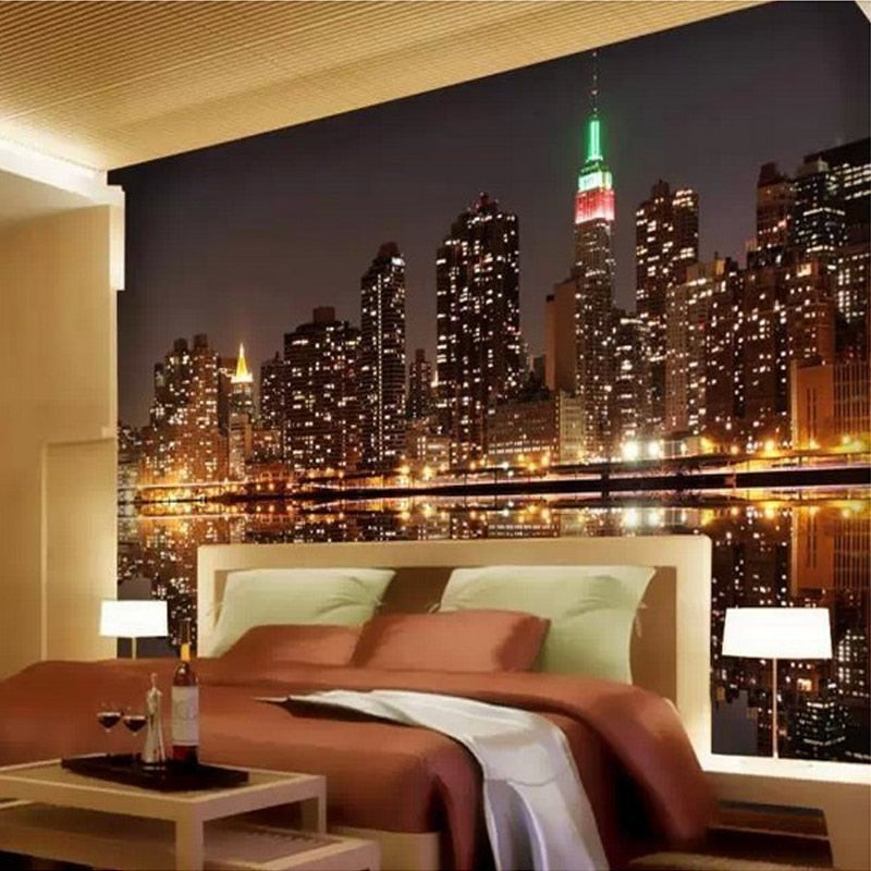 Custom Wallpaper Mural City Night View Wallcovering | BVM Home
