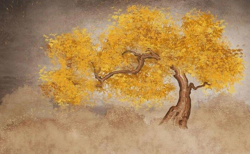 Custom Wallpaper Mural Vintage Yellow Maple Tree | BVM Home