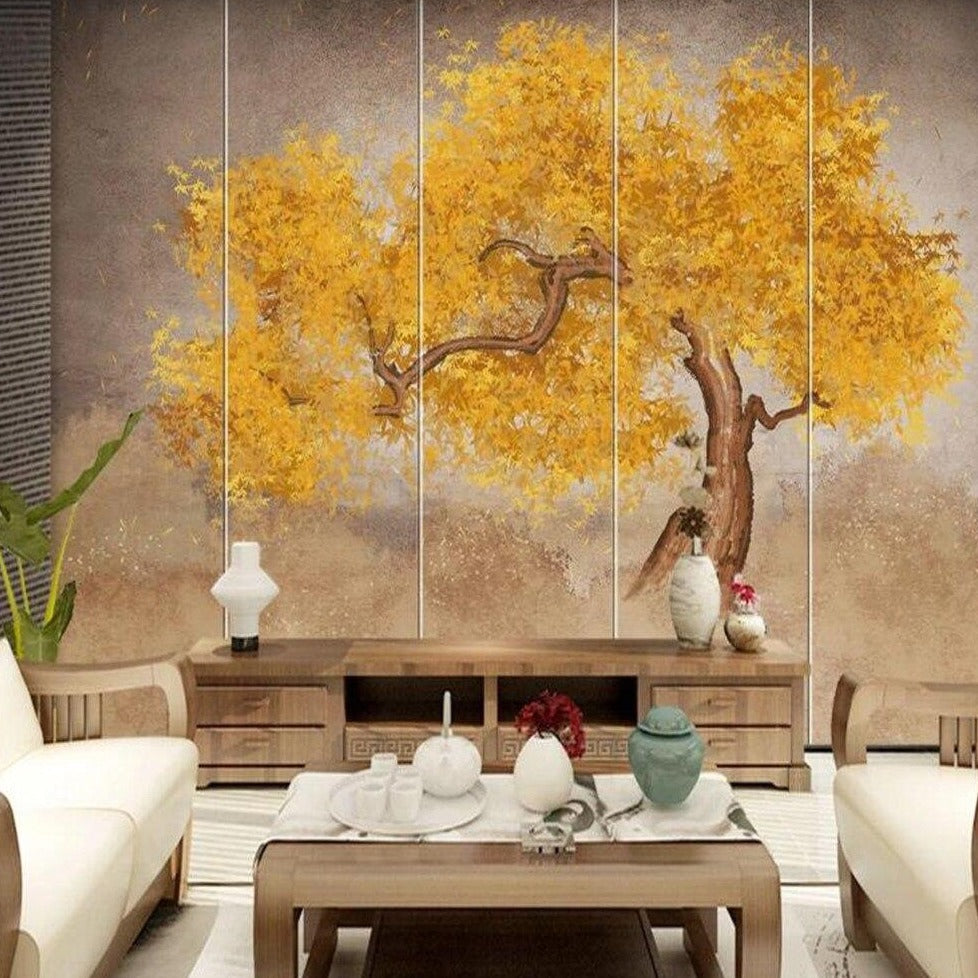 Custom Wallpaper Mural Vintage Yellow Maple Tree | BVM Home