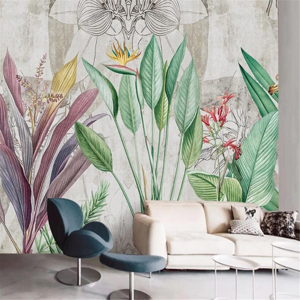 Custom Wallpaper Mural Abstract Plant Leaves Wallcovering | BVM Home