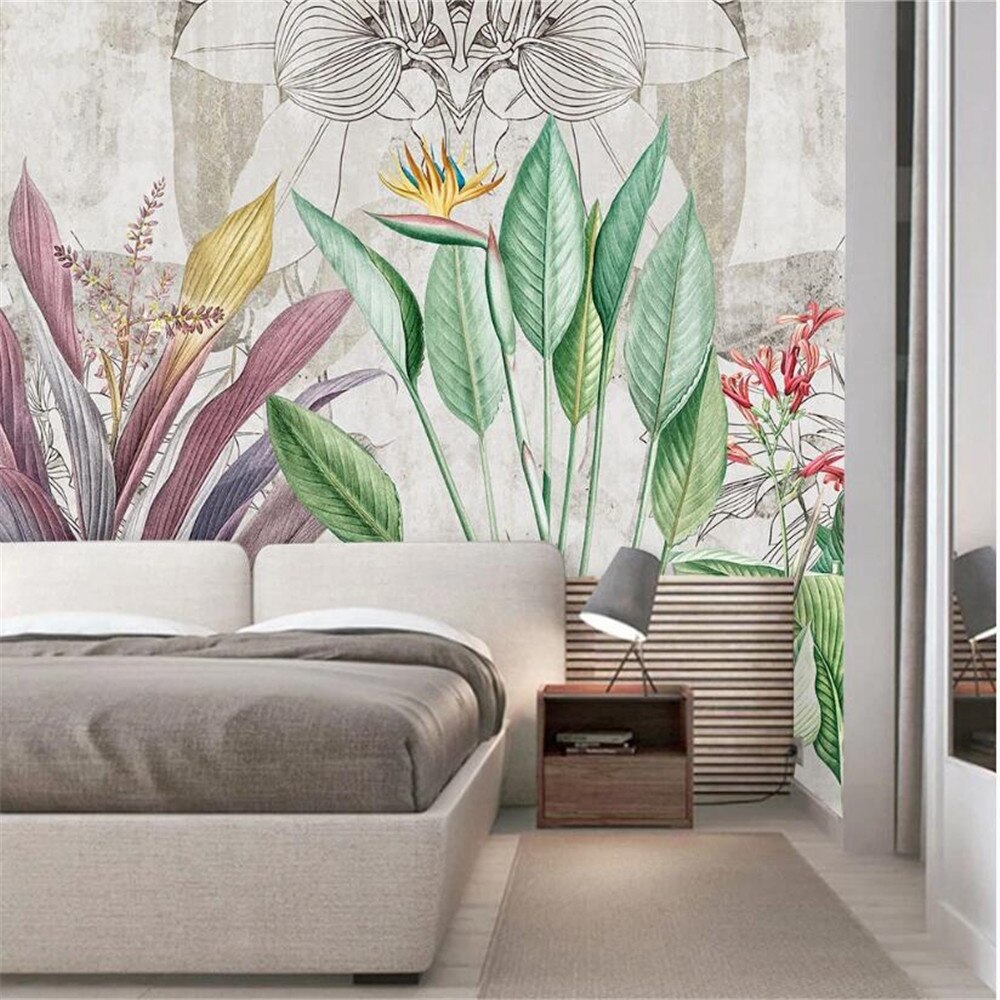 Custom Wallpaper Mural Abstract Plant Leaves Wallcovering | BVM Home