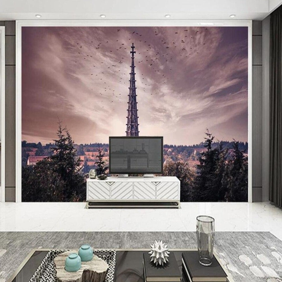 Custom Wallpaper Mural Retro Photography Tower Landscape | BVM Home