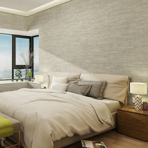 Modern Simple Wallpaper Straw Linen Textured Wallcovering | BVM Home