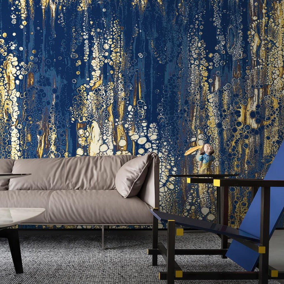 Custom Wallpaper Blue Background Mural Abstract Art | BVM Home