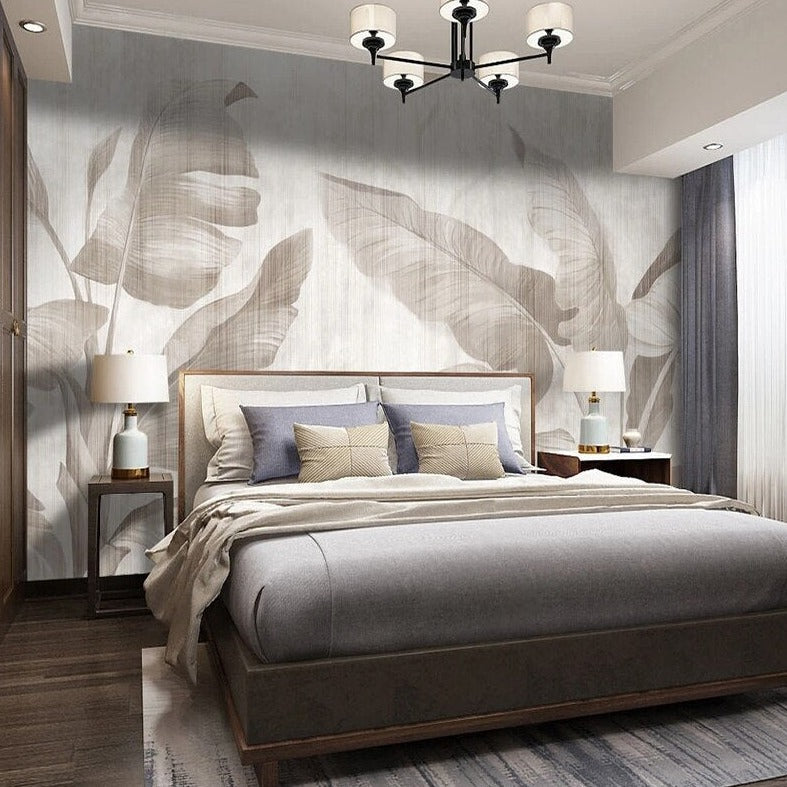 Custom Mural Wallpaper Retro Nordic Style Tropical Leaves | BVM Home