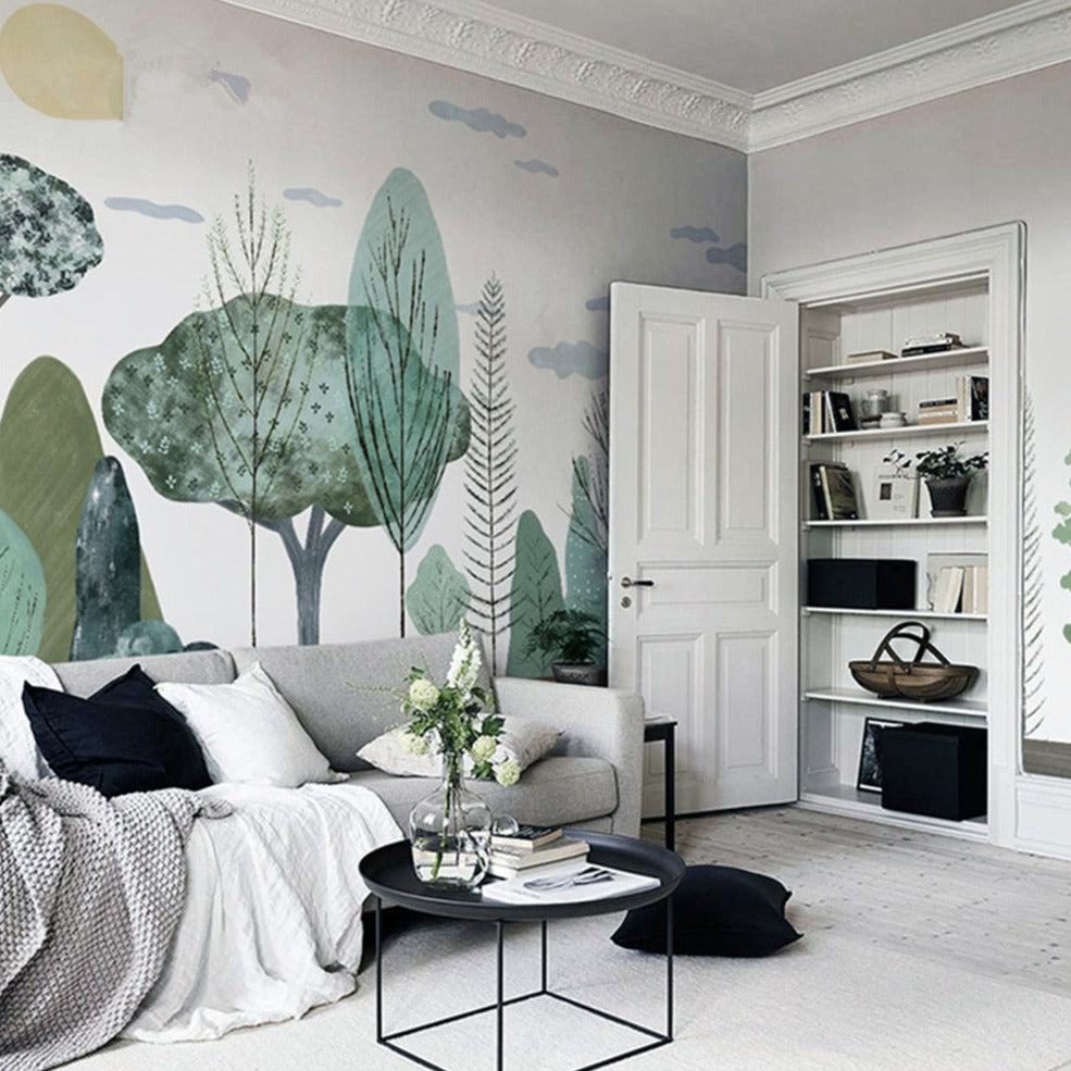 Custom Mural Nordic Style Forest Wallpaper | BVM Home
