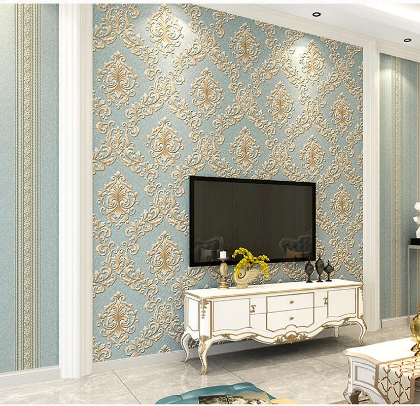 Embossed Wallpaper European Victorian Damask Wallcovering | BVM Home