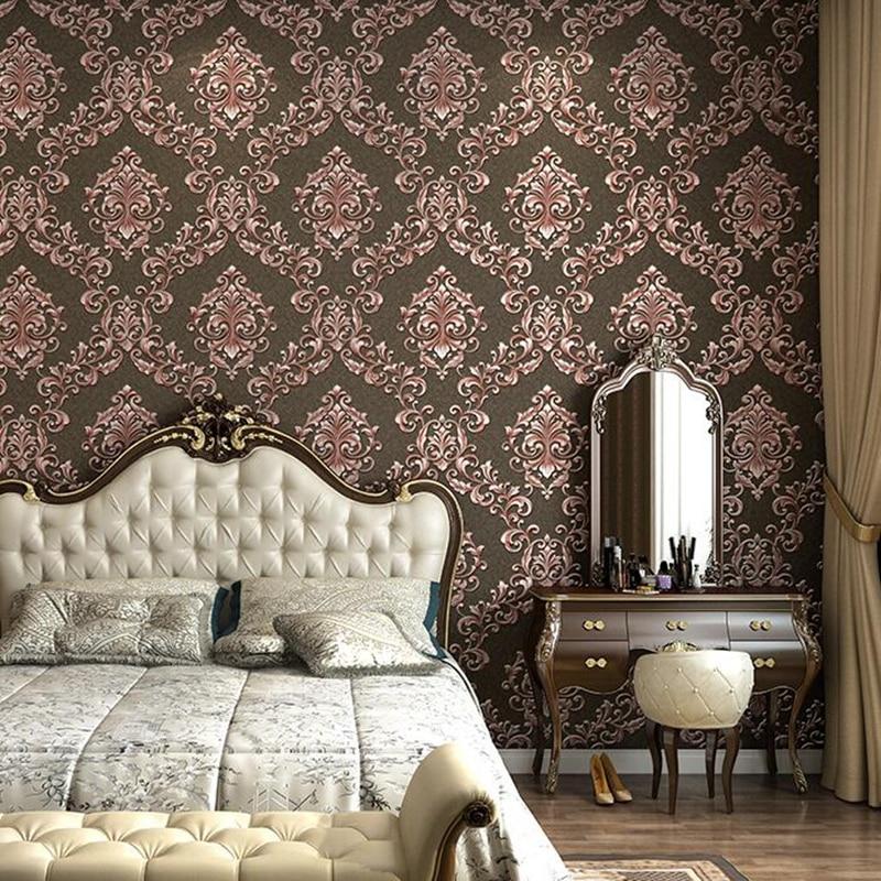 Embossed Wallpaper European Victorian Damask Wallcovering | BVM Home