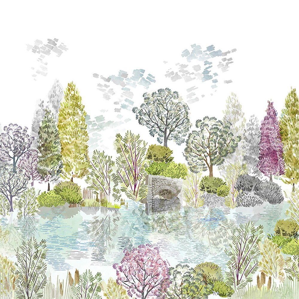 Custom Wallpaper Mural Watercolour Forest Colourful Trees | BVM Home