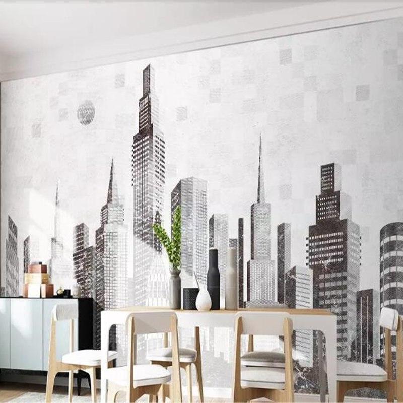 Custom Wallpaper Mural Abstract City Building Wallcovering | BVM Home
