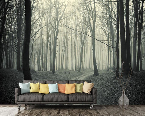 Custom Wallpaper Mural Retro Hazy Forest Trees | BVM Home