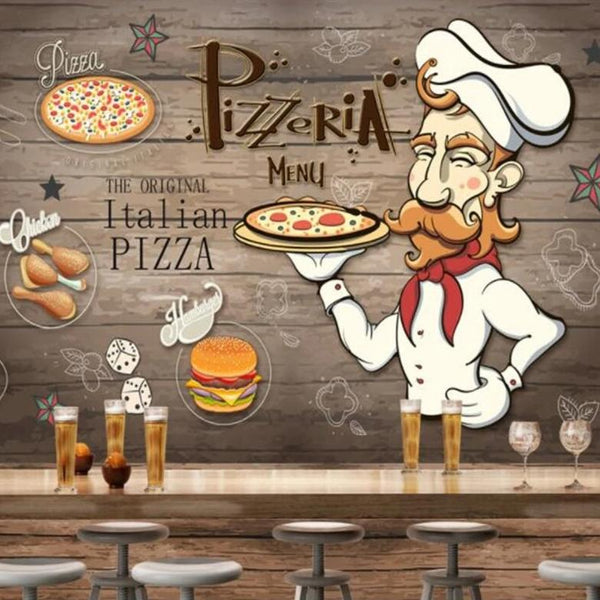 Custom Classic Wall Mural Pizza Restaurant Wallcovering | BVM Home
